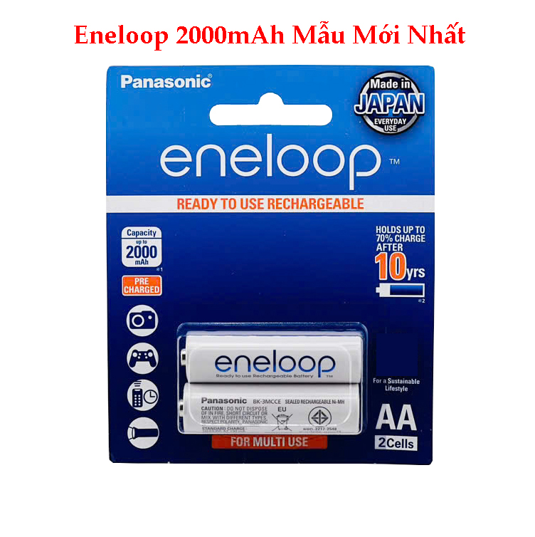Pin Eneloop Panasonic AA 2000mAh BK-3MCCE Vỉ 2 Viên - Pin Panasonic